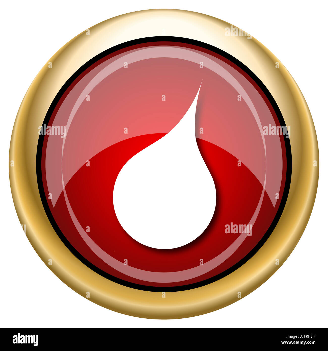 Shiny glossy icon with white design on red and gold background Stock ...
