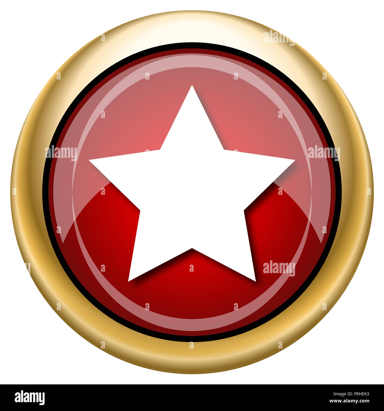 Shiny glossy icon with white design on red and gold background Stock ...
