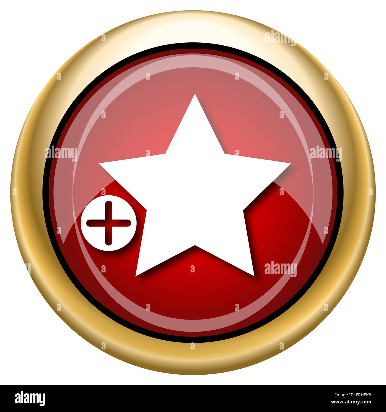 Shiny glossy icon with white design on red and gold background Stock ...