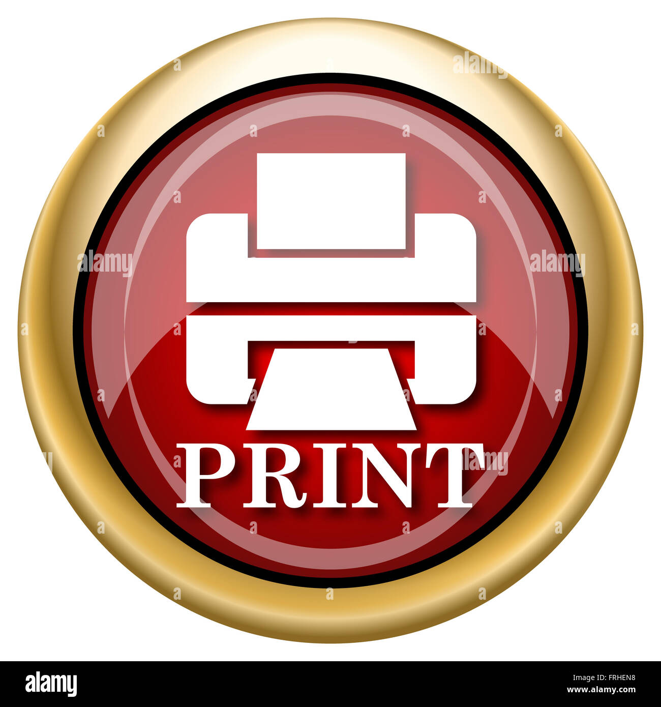 Shiny glossy icon with white design on red and gold background Stock ...