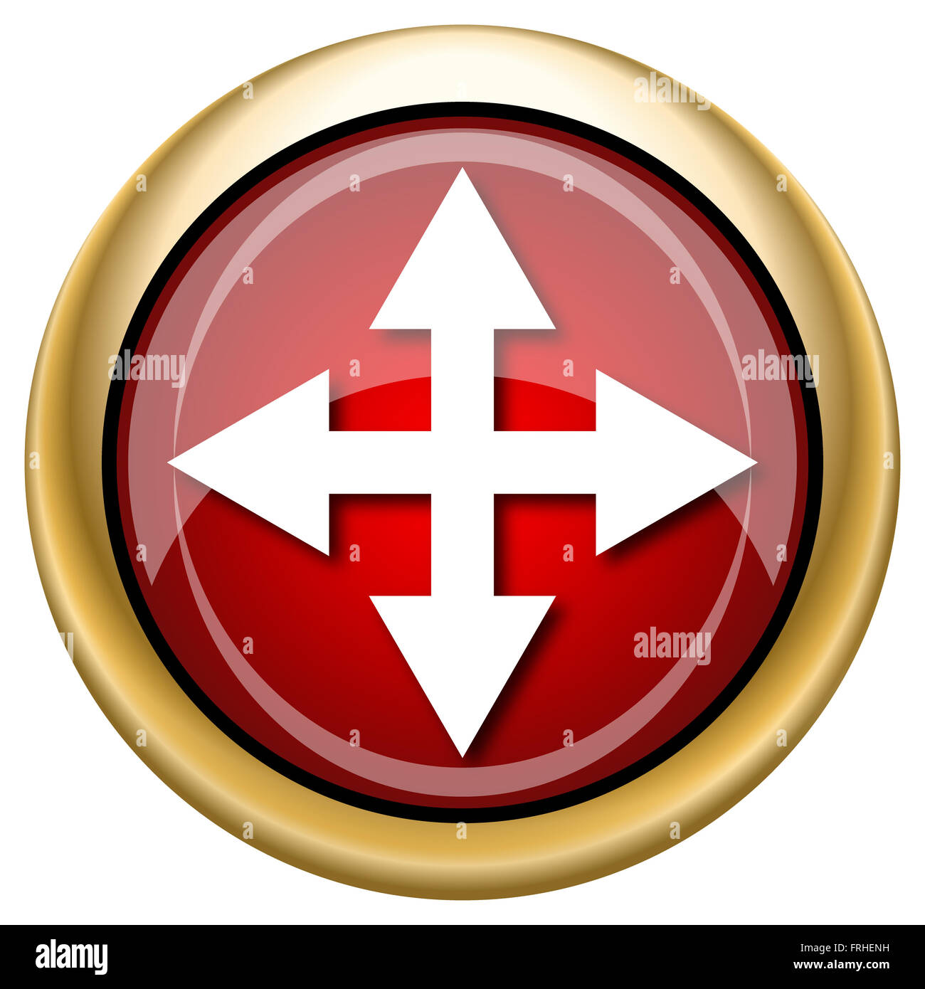 Shiny glossy icon with white design on red and gold background Stock ...