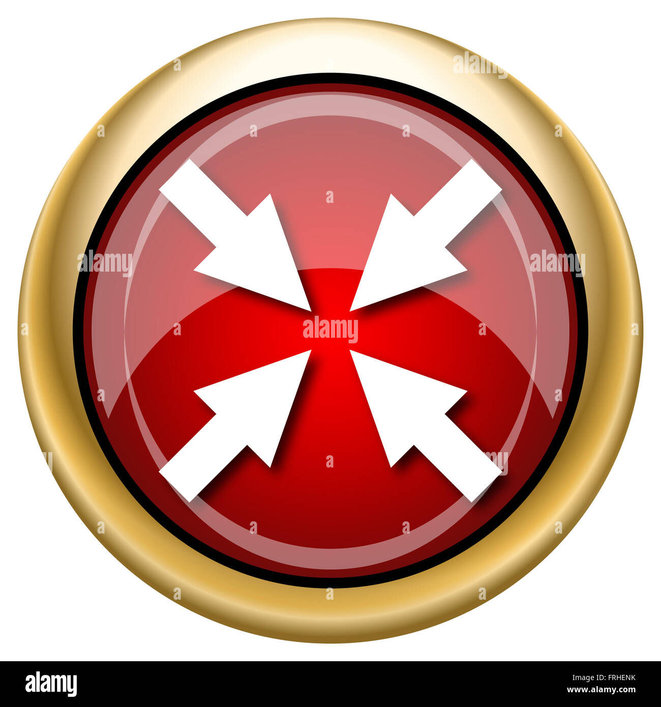Shiny glossy icon with white design on red and gold background Stock ...