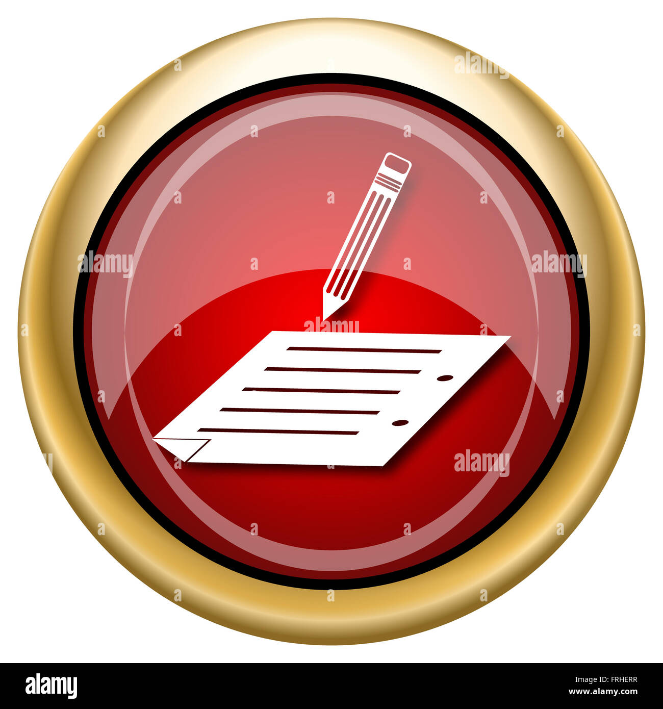 Shiny glossy icon with white design on red and gold background Stock ...