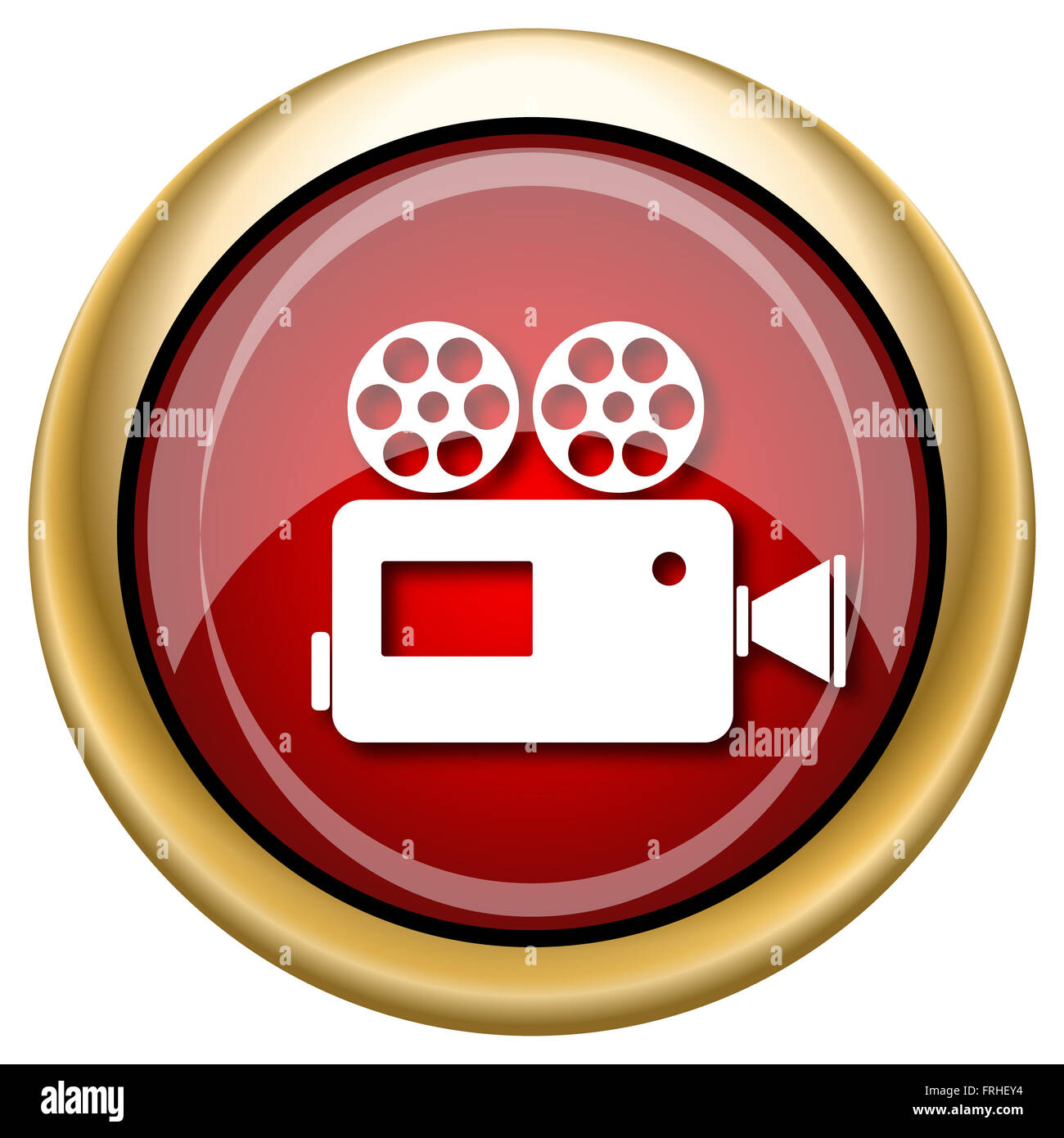 Shiny glossy icon with white design on red and gold background Stock ...