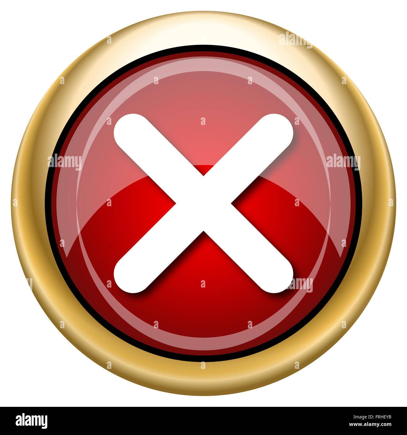 Shiny glossy icon with white design on red and gold background Stock ...