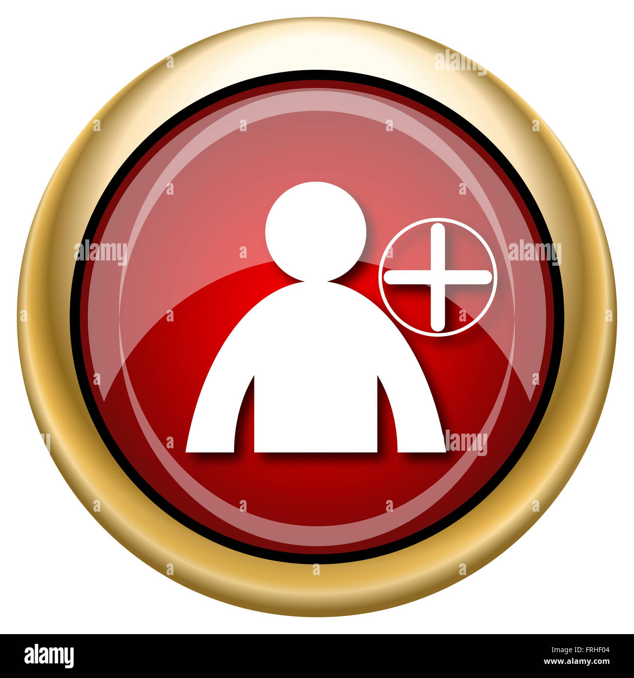 Shiny glossy icon with white design on red and gold background Stock ...