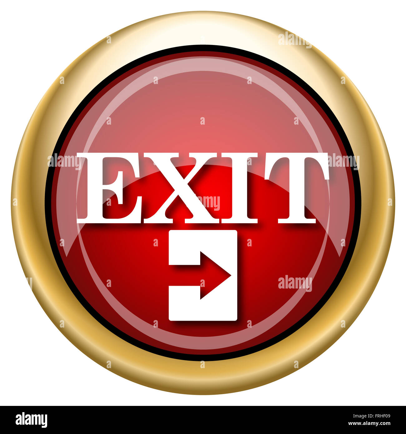 Shiny glossy icon with white design on red and gold background Stock ...