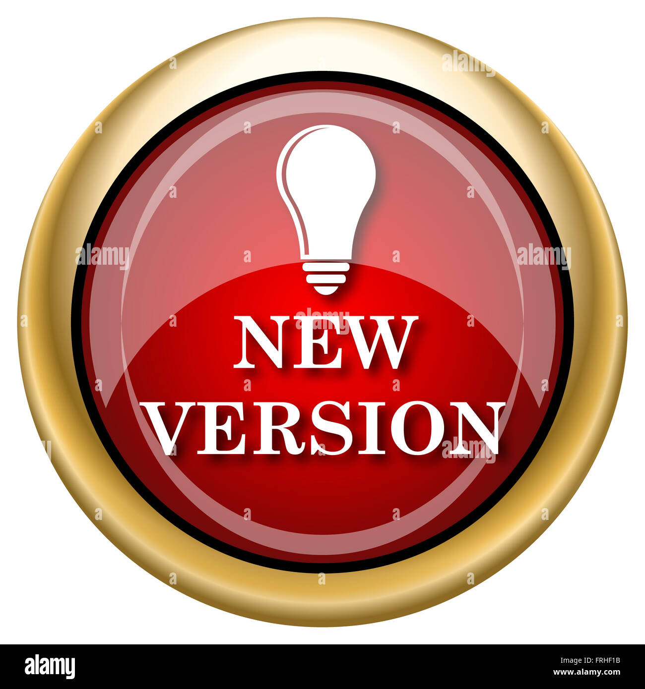 Shiny glossy icon with white design on red and gold background Stock ...