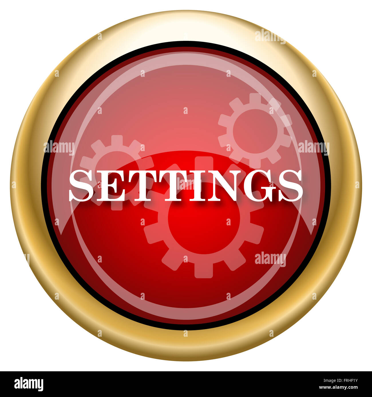 Shiny glossy icon with white design on red and gold background Stock ...