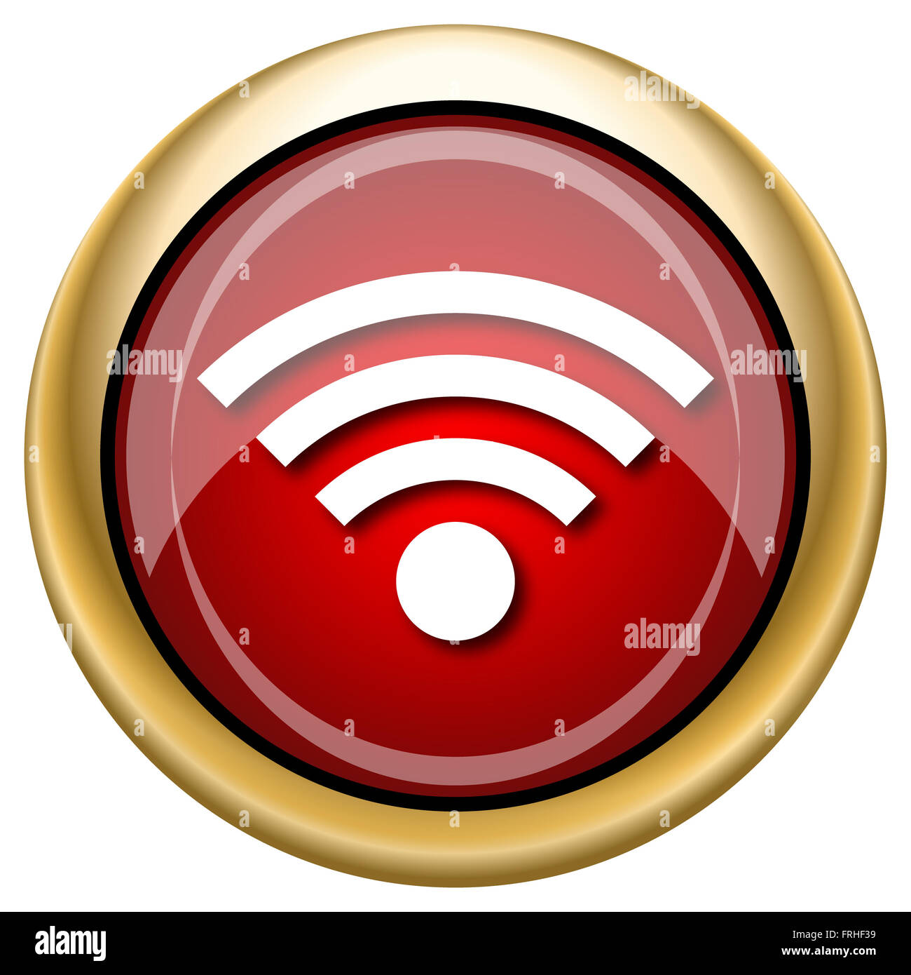 Shiny glossy icon with white design on red and gold background Stock ...