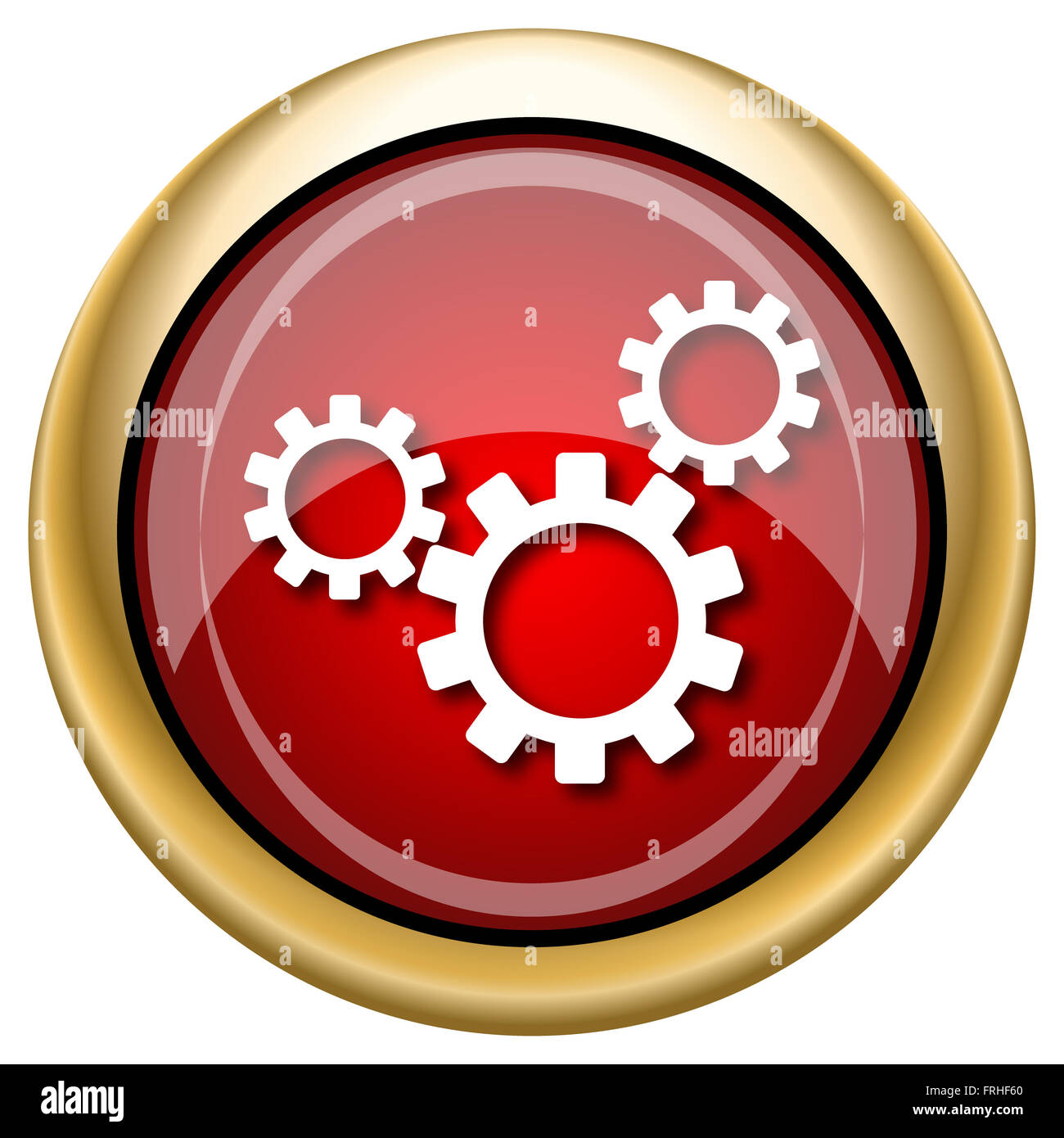 Shiny glossy icon with white design on red and gold background Stock ...