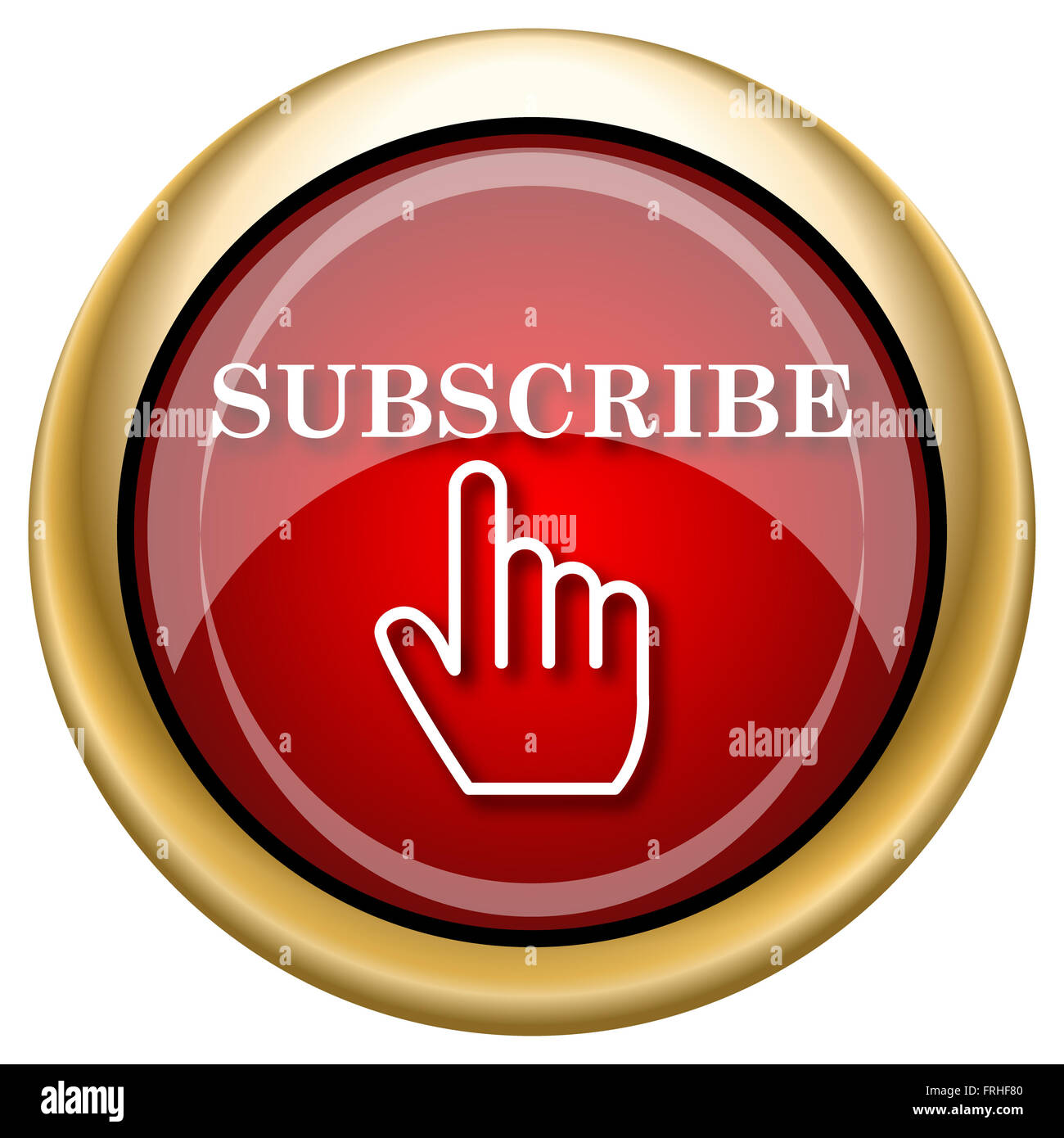 Shiny glossy icon with white design on red and gold background Stock ...