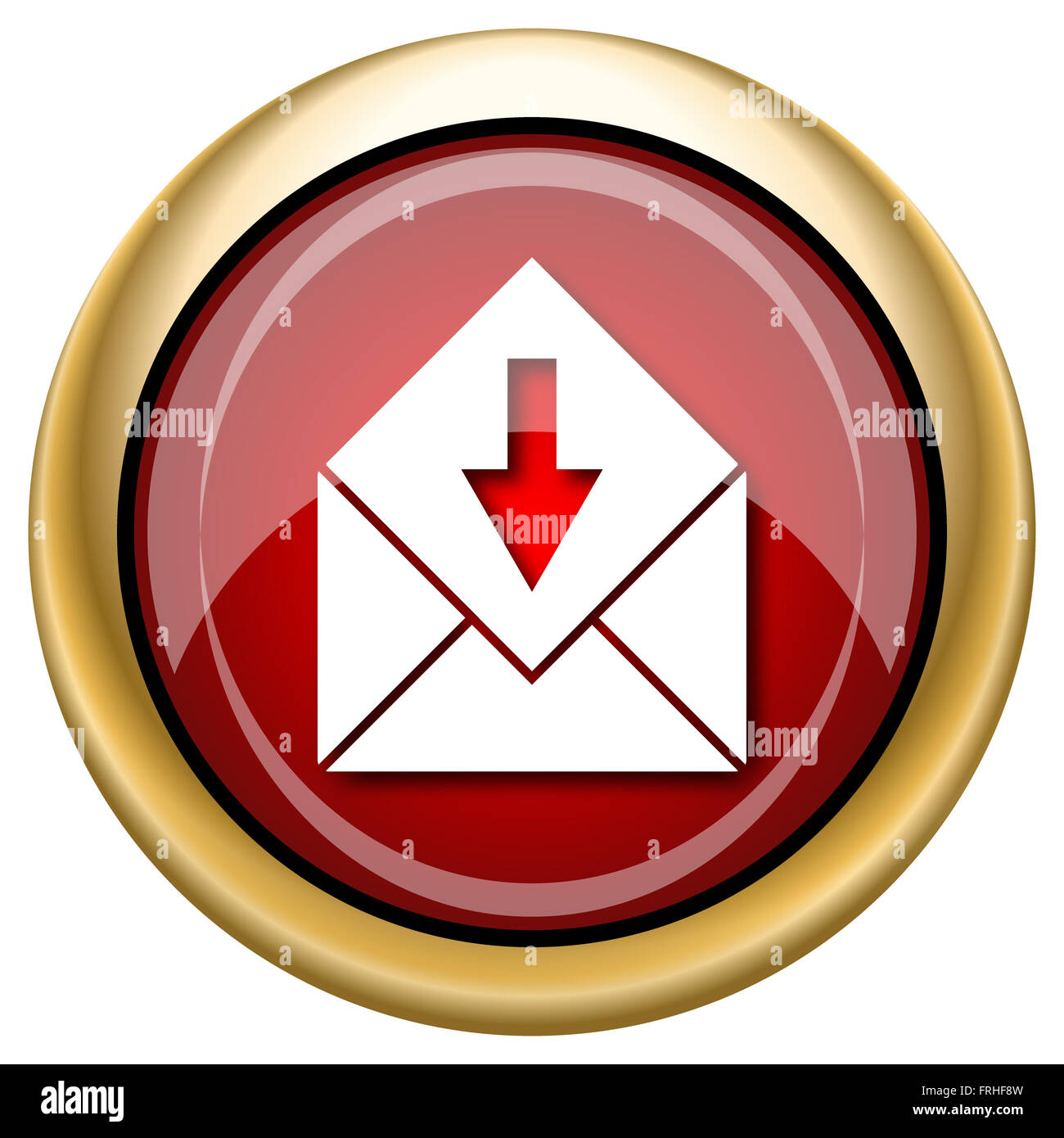 Shiny glossy icon with white design on red and gold background Stock ...
