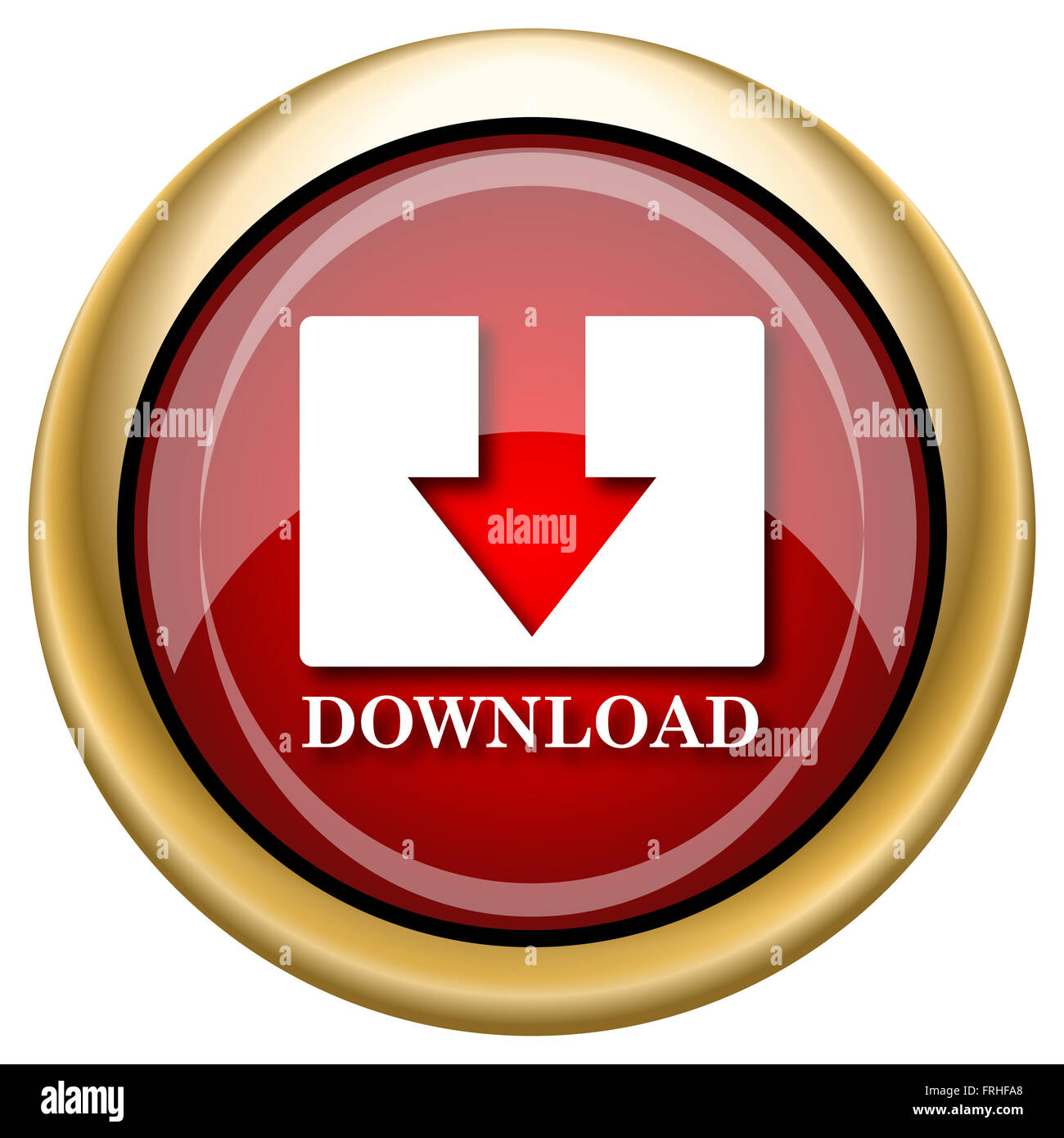 Shiny glossy icon with white design on red and gold background Stock ...