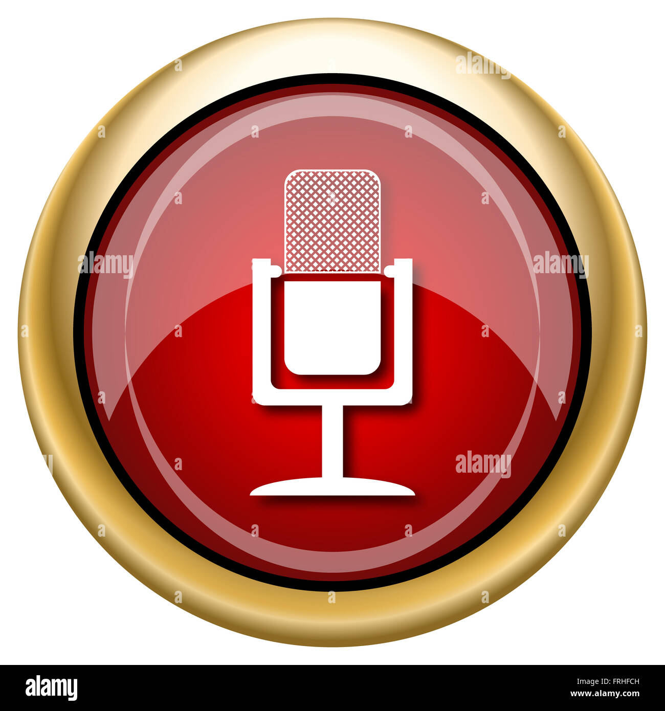 Shiny glossy icon with white design on red and gold background Stock ...