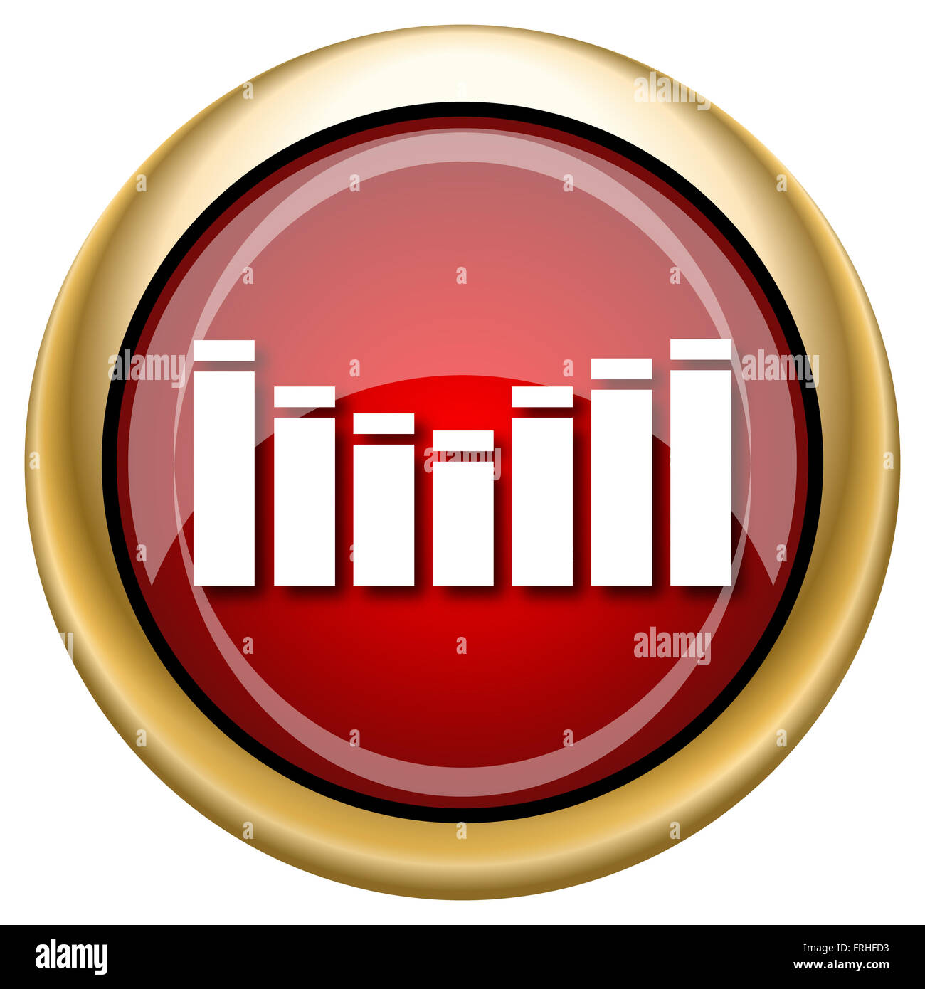 Shiny glossy icon with white design on red and gold background Stock ...