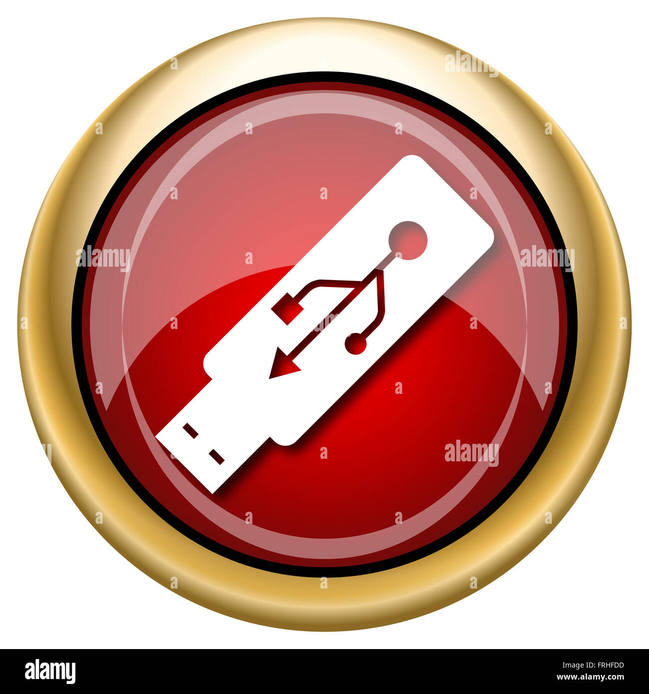 Shiny glossy icon with white design on red and gold background Stock ...