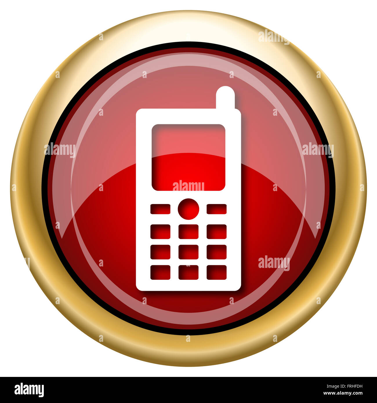 Shiny glossy icon with white design on red and gold background Stock ...