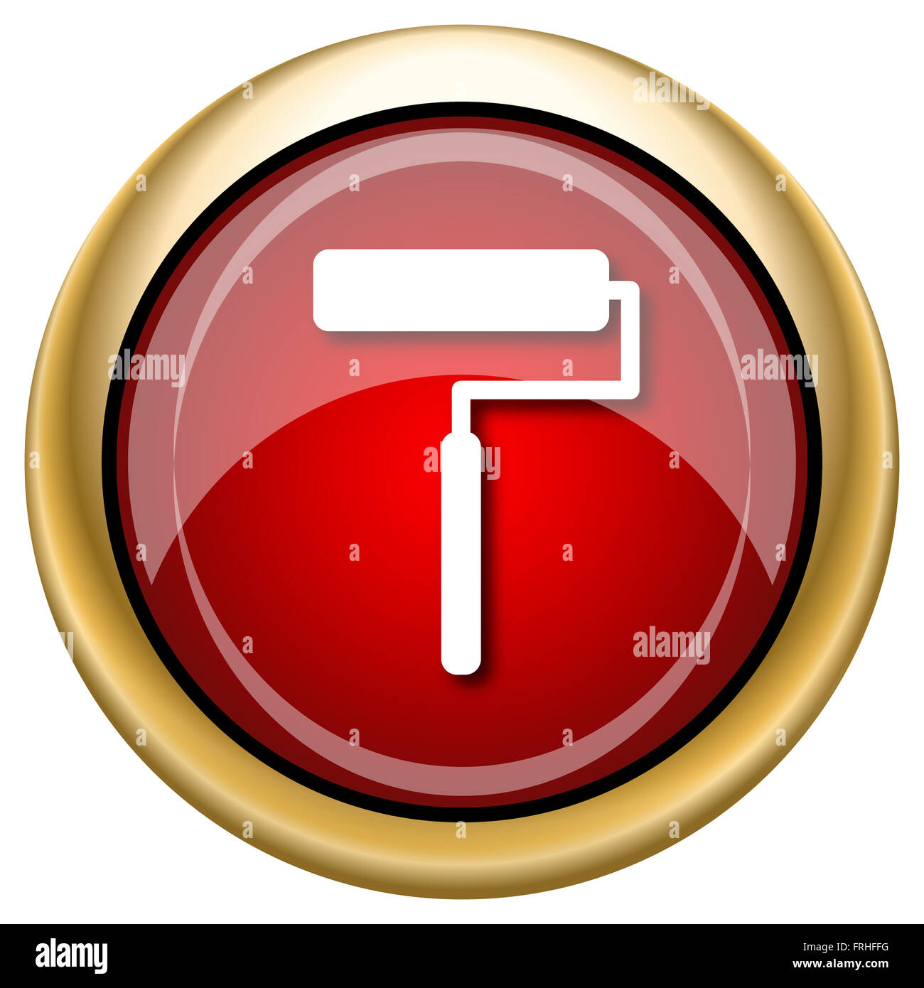 Shiny glossy icon with white design on red and gold background Stock ...