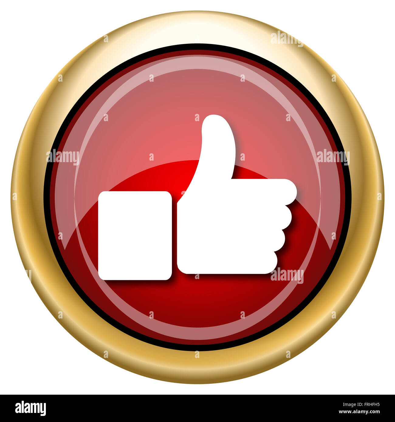 Shiny glossy icon with white design on red and gold background Stock ...