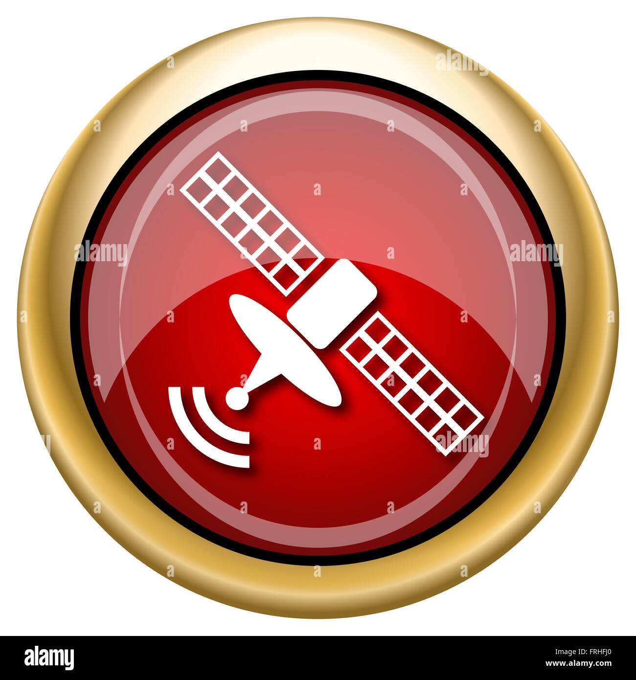 Shiny glossy icon with white design on red and gold background Stock ...