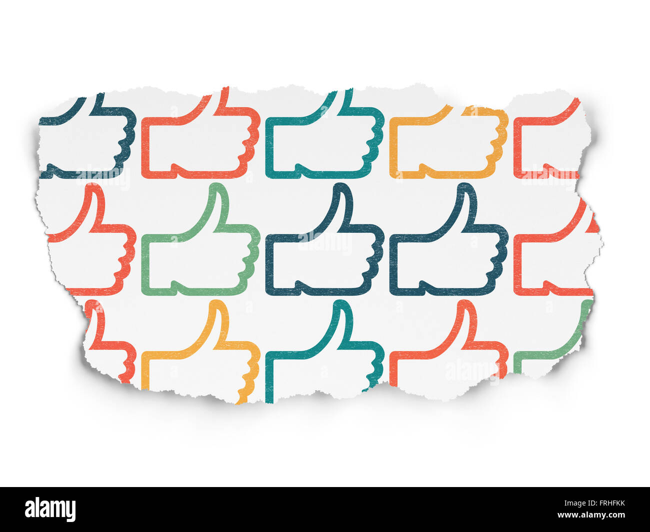 Social media concept: Thumb Up icons on Torn Paper background Stock ...