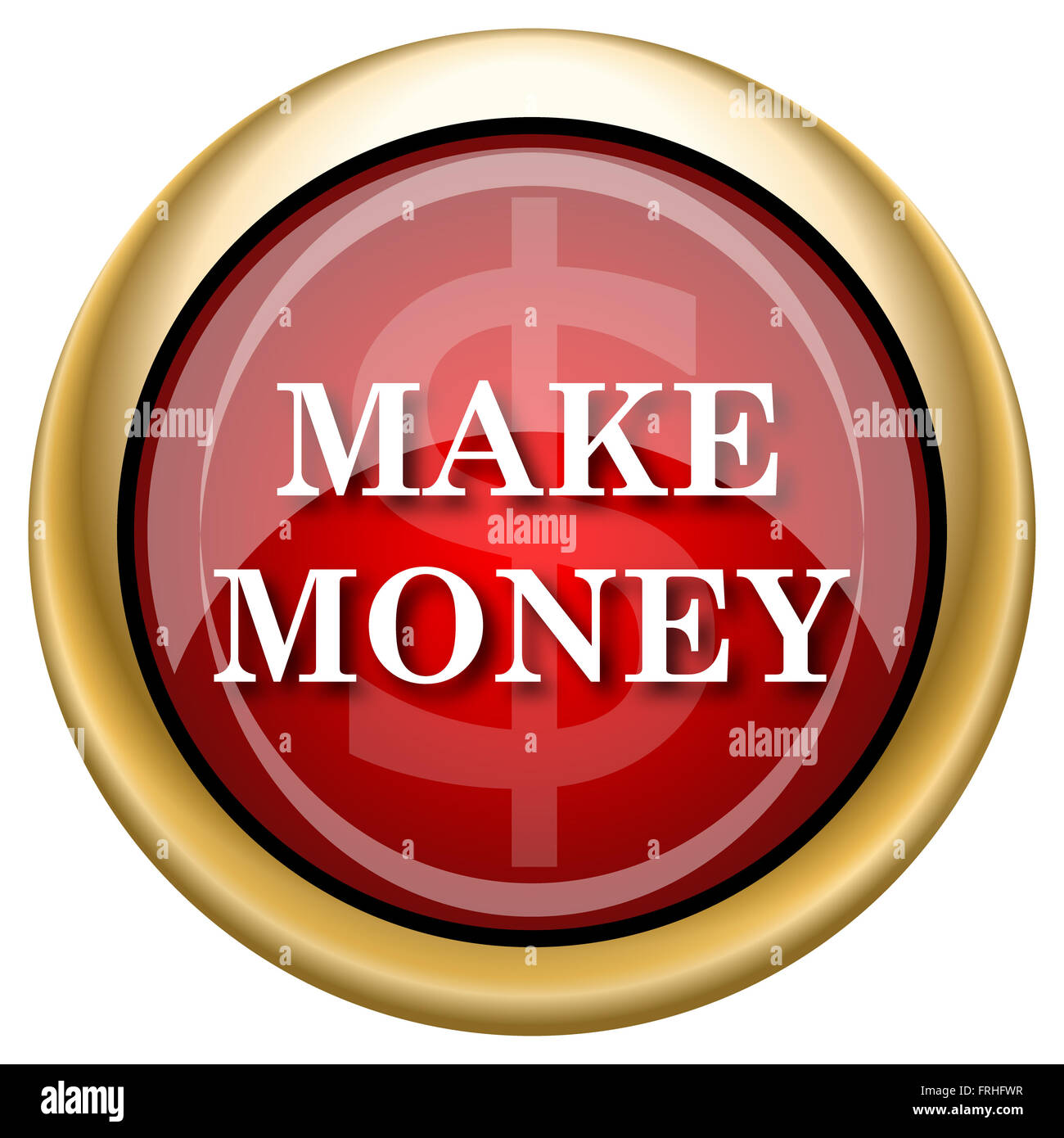 Shiny glossy icon with white design on red and gold background Stock ...