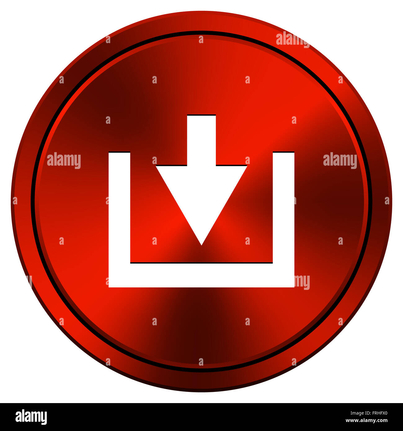 Metallic icon with white design on red background Stock Photo - Alamy