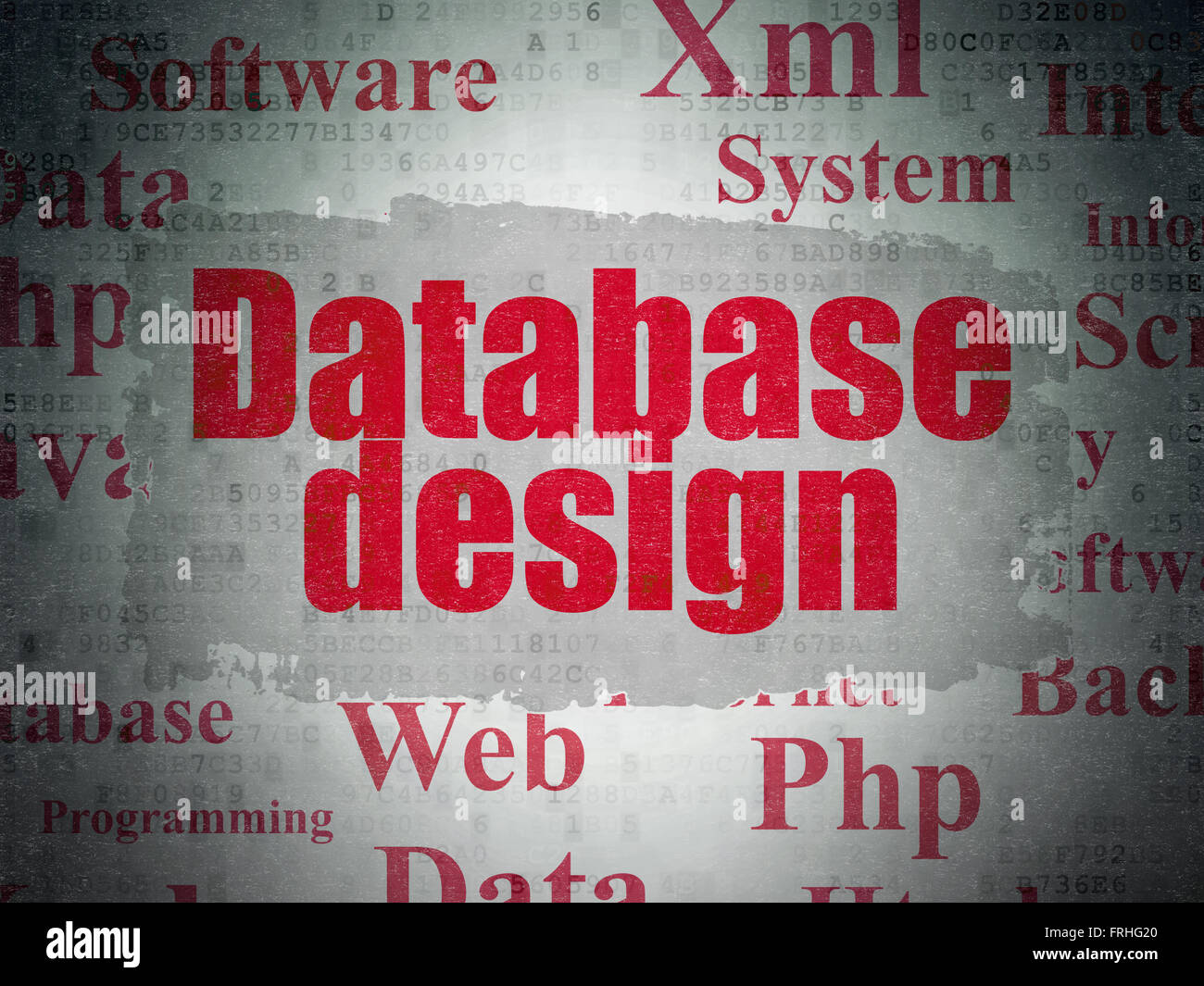Database concept: Database Design on Digital Paper background Stock ...