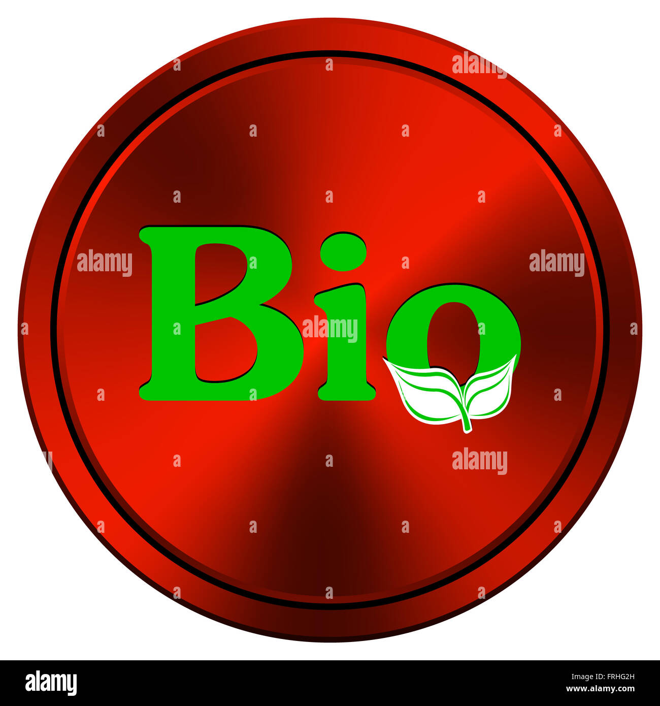 Metallic icon with green design on red background Stock Photo - Alamy