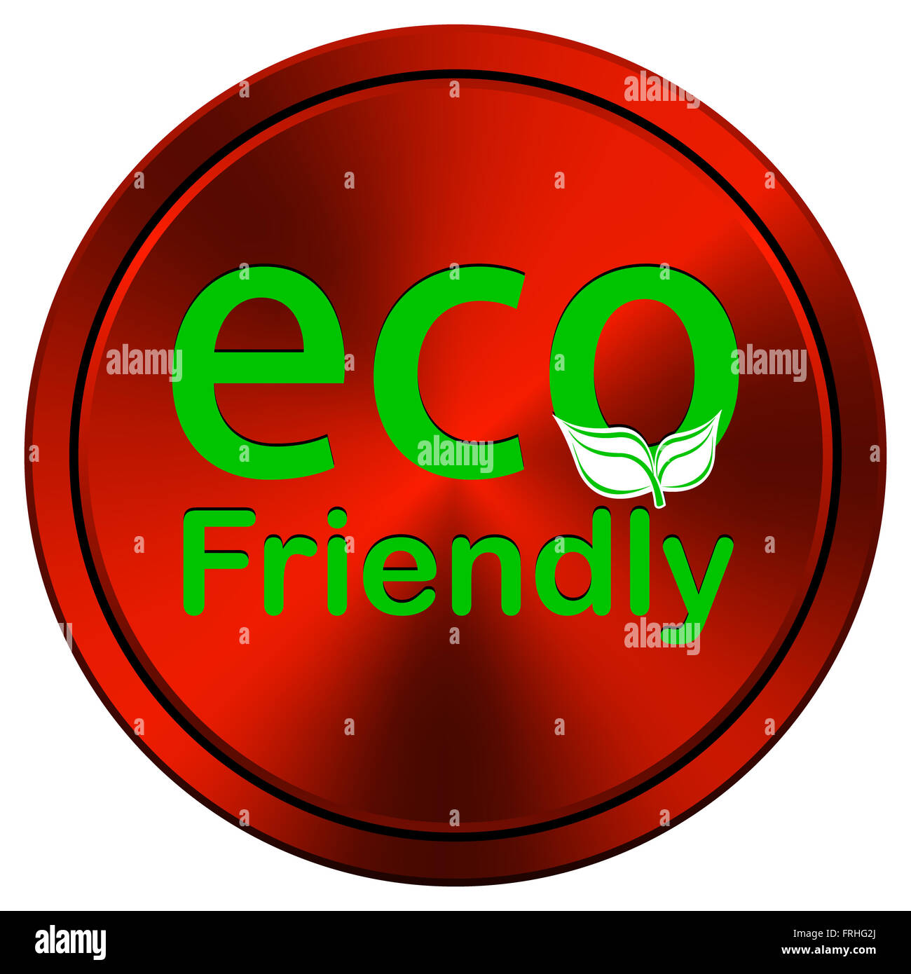 Metallic icon with green design on red background Stock Photo - Alamy