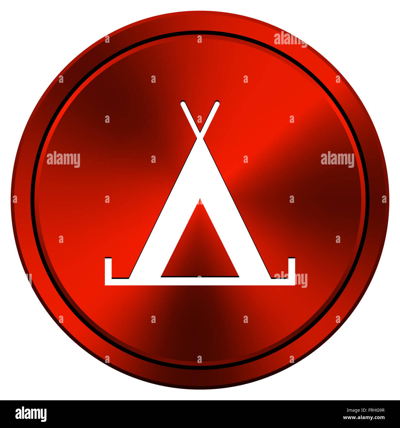 Metallic icon with white design on red background Stock Photo - Alamy