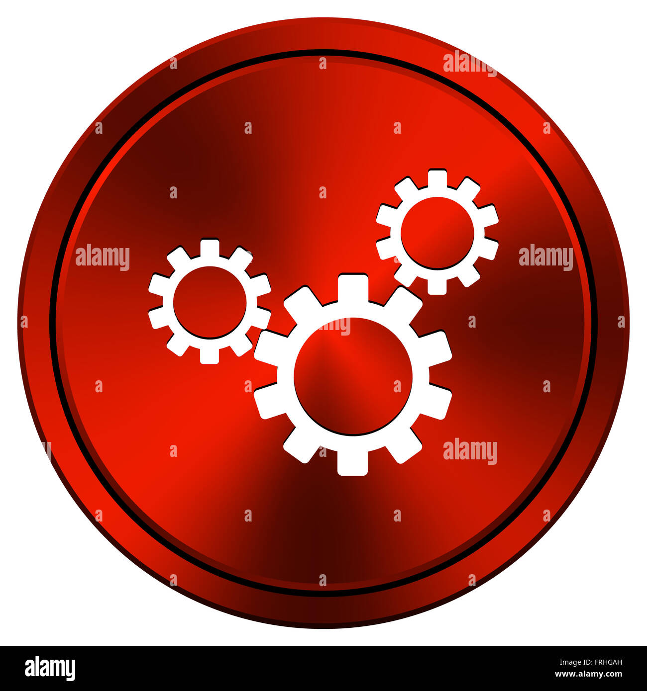 Metallic icon with white design on red background Stock Photo - Alamy