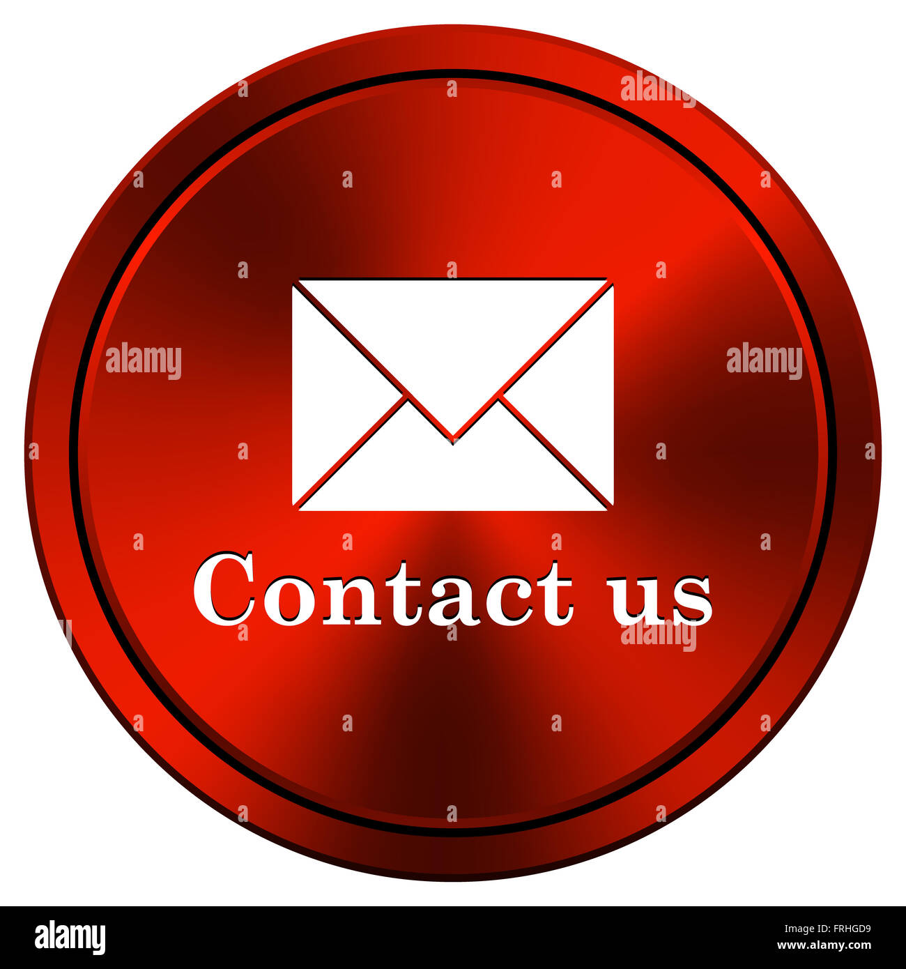 Metallic icon with white design on red background Stock Photo - Alamy