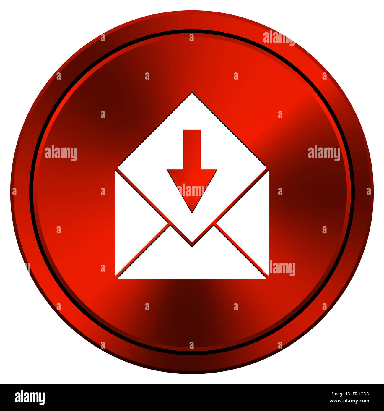 Metallic icon with white design on red background Stock Photo - Alamy