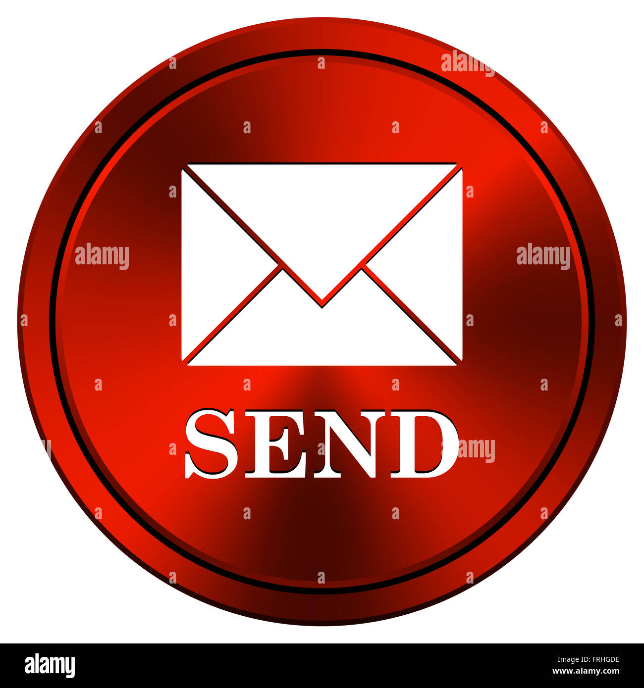 Metallic icon with white design on red background Stock Photo - Alamy