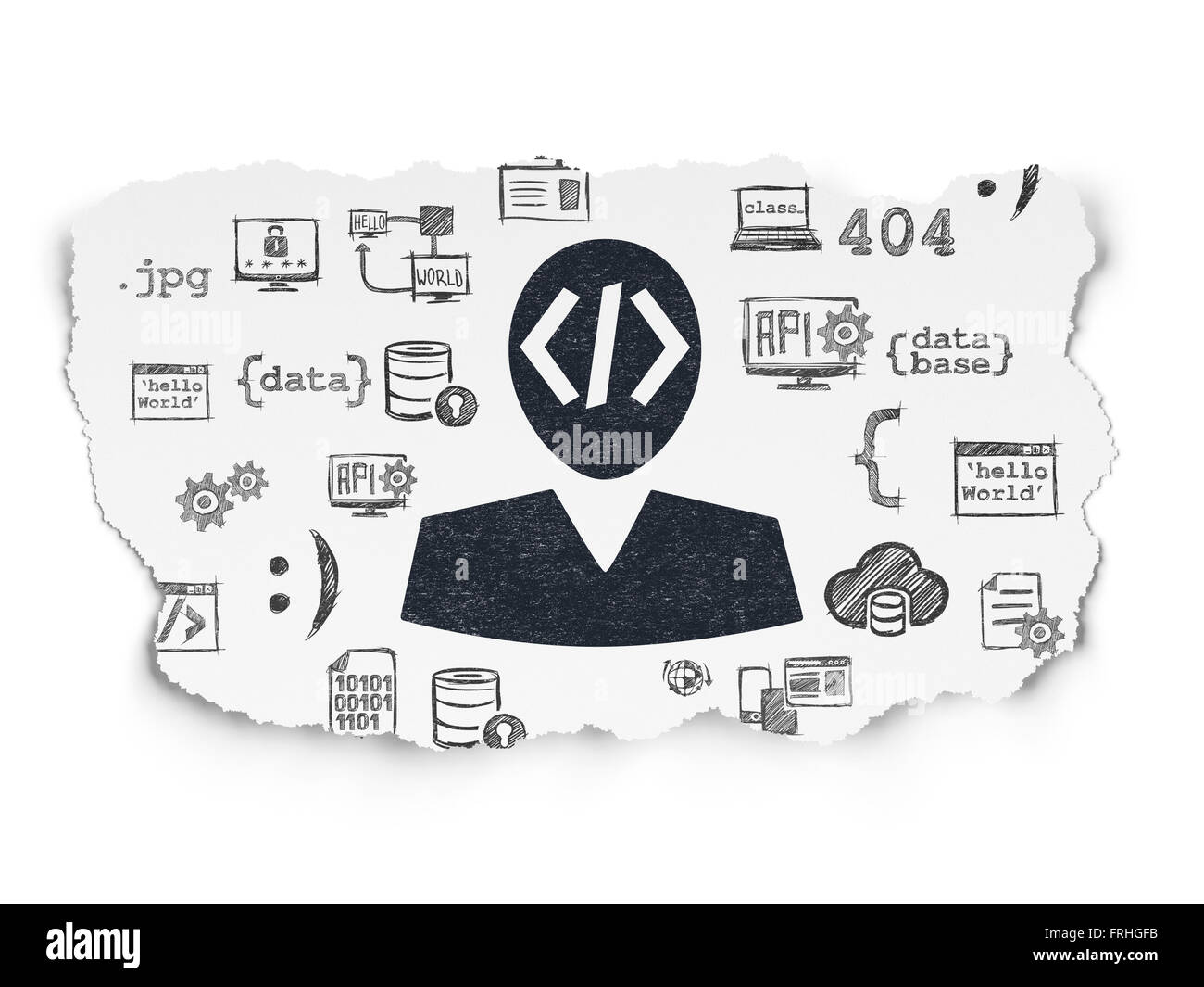Software concept: Programmer on Torn Paper background Stock Photo - Alamy