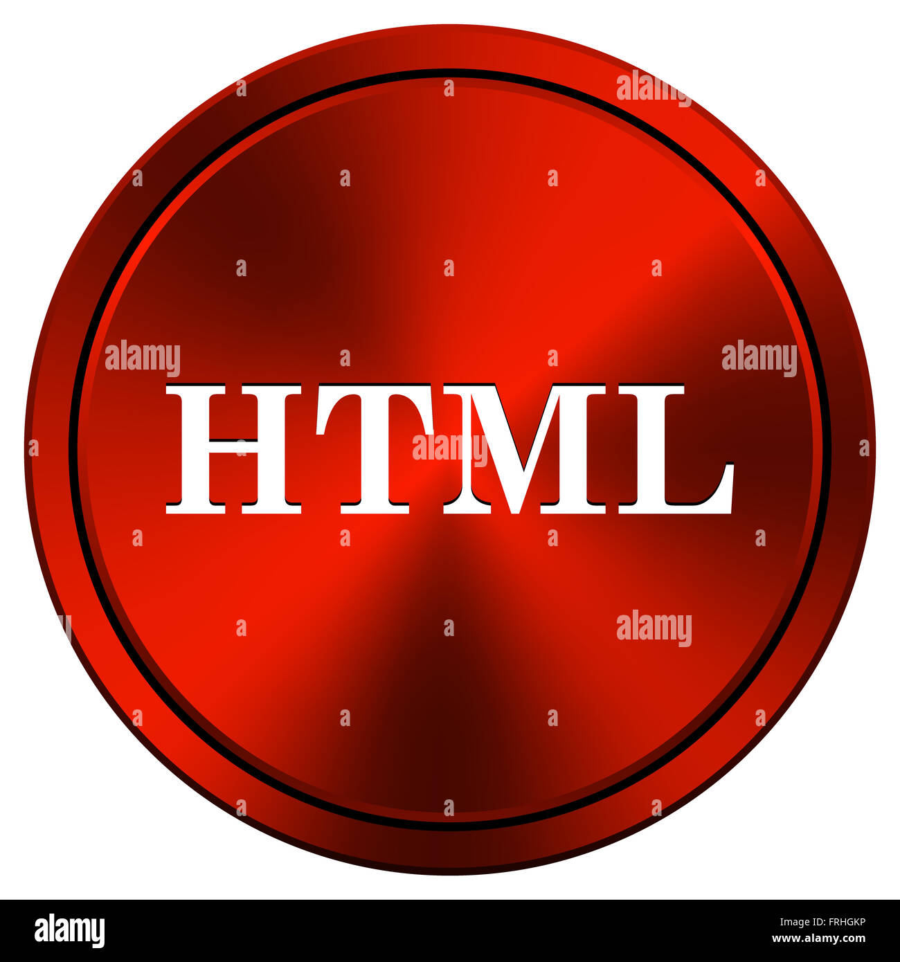 Metallic icon with white design on red background Stock Photo - Alamy