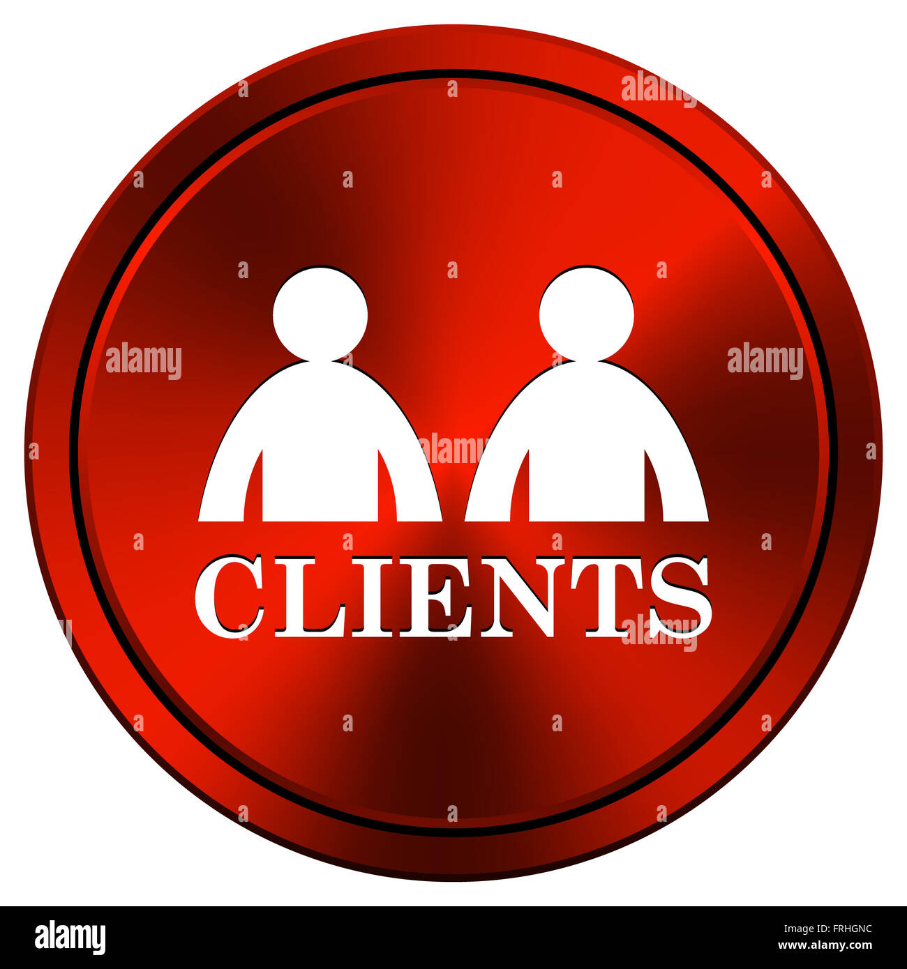 Metallic icon with white design on red background Stock Photo - Alamy