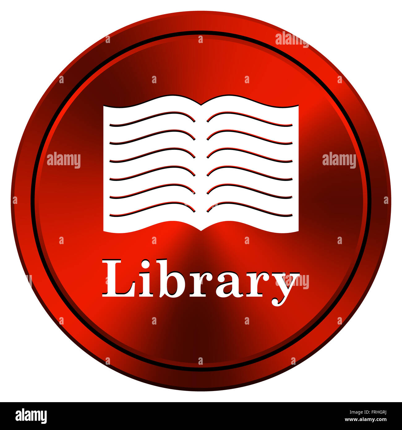 Red metallic round icon on white background Stock Photo - Alamy