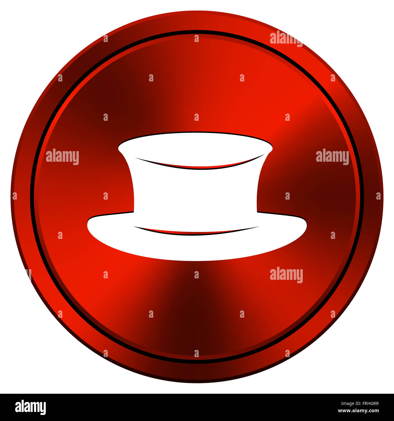 Red metallic round icon on white background Stock Photo - Alamy