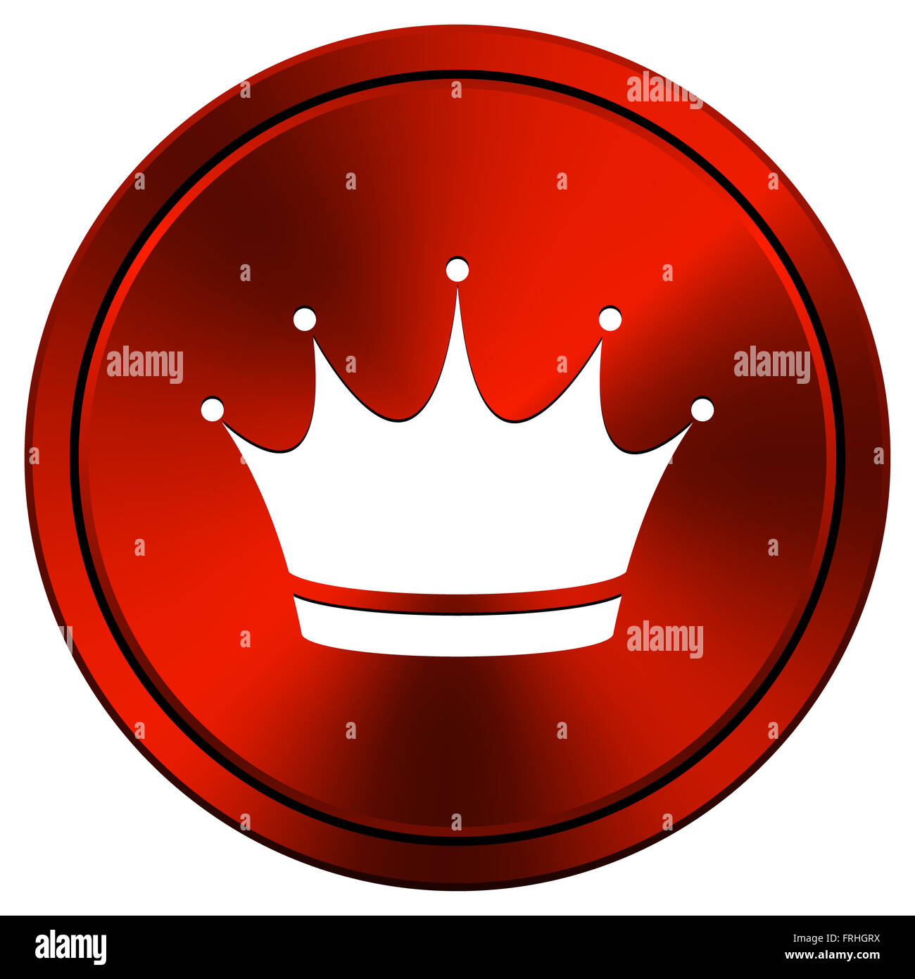 Red metallic round icon on white background Stock Photo - Alamy