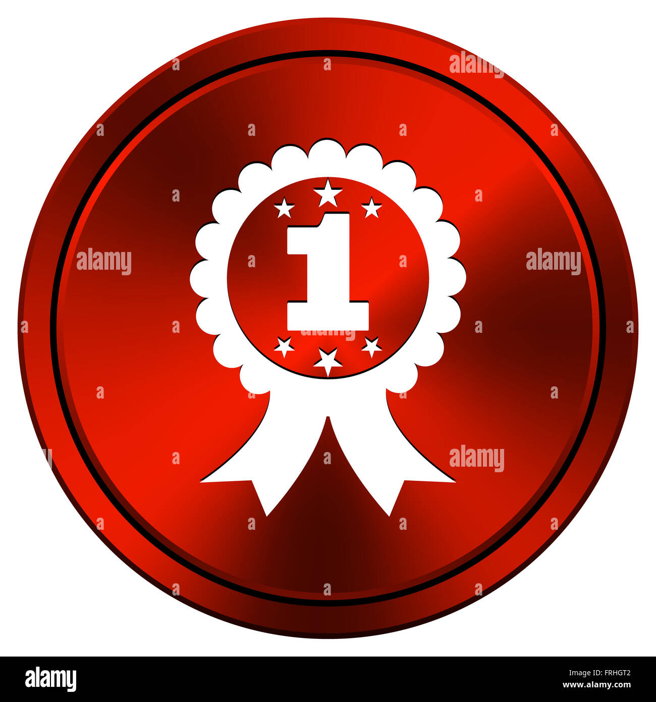 Red metallic round icon on white background Stock Photo - Alamy