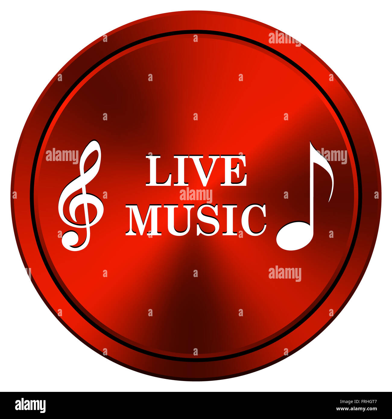 Red metallic round icon on white background Stock Photo - Alamy