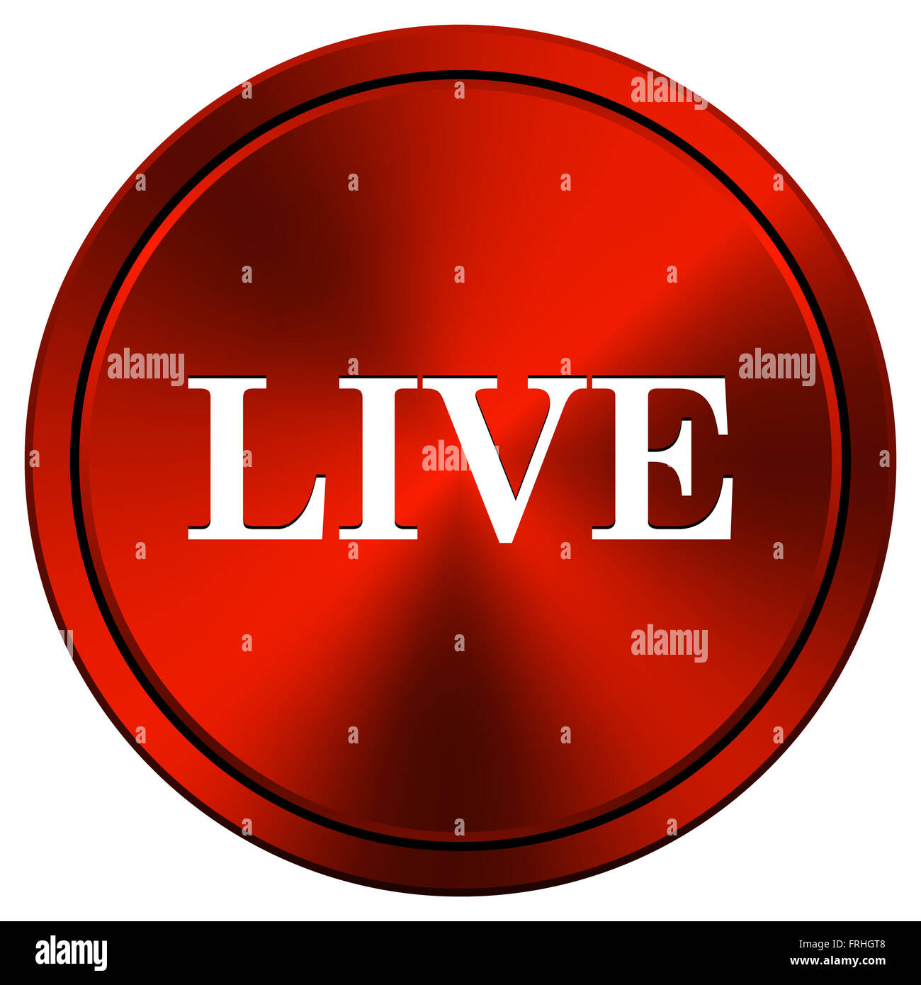 Red metallic round icon on white background Stock Photo - Alamy