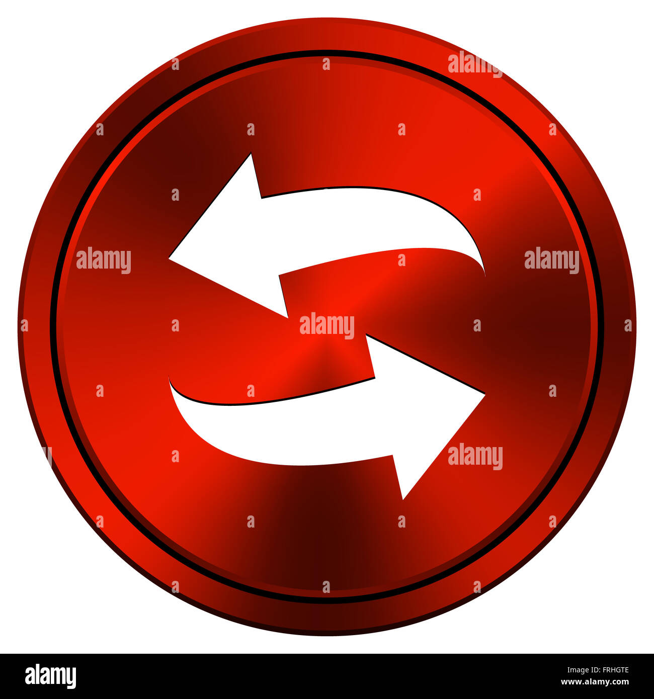 Red metallic round icon on white background Stock Photo - Alamy