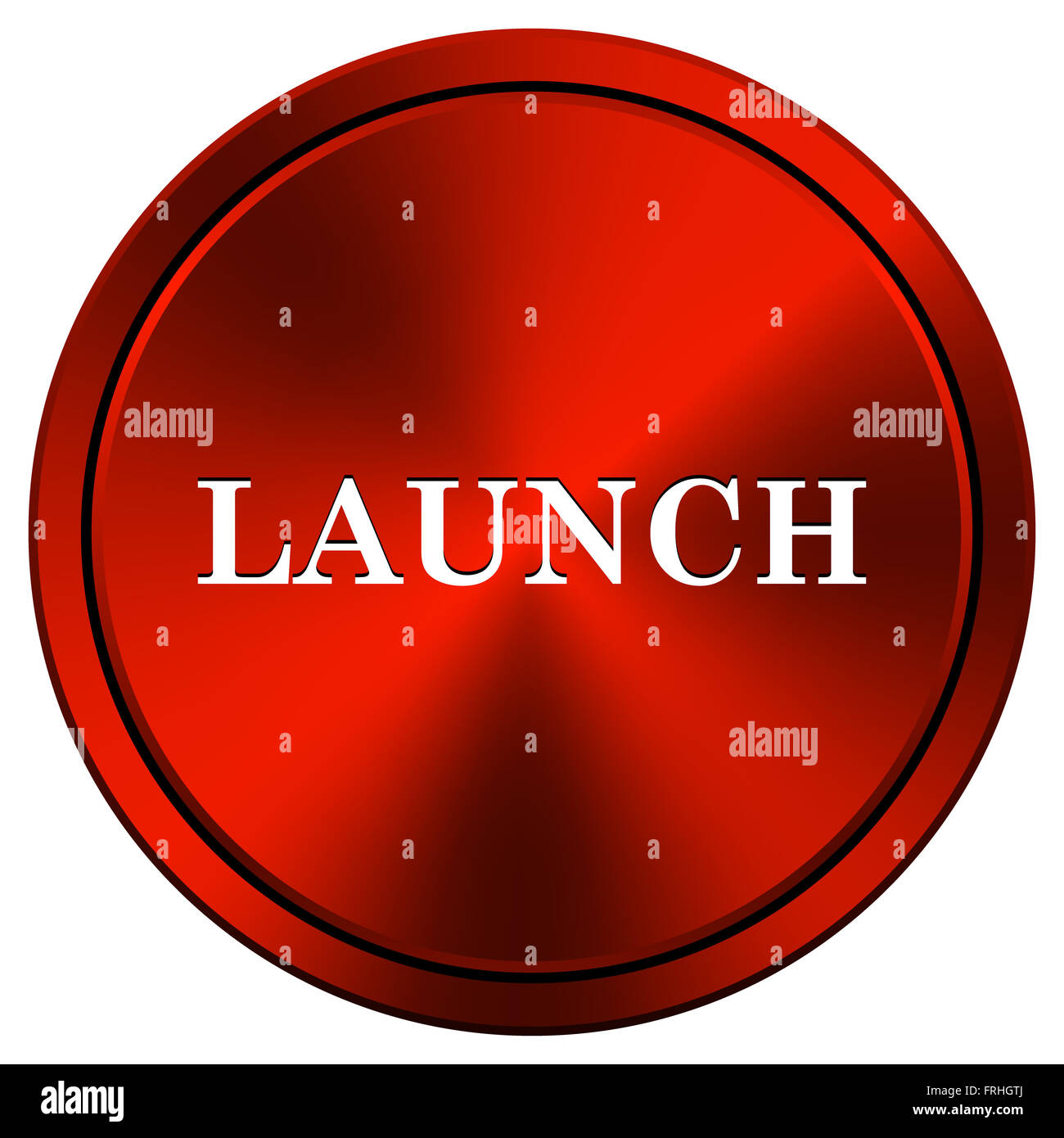 Red metallic round icon on white background Stock Photo - Alamy