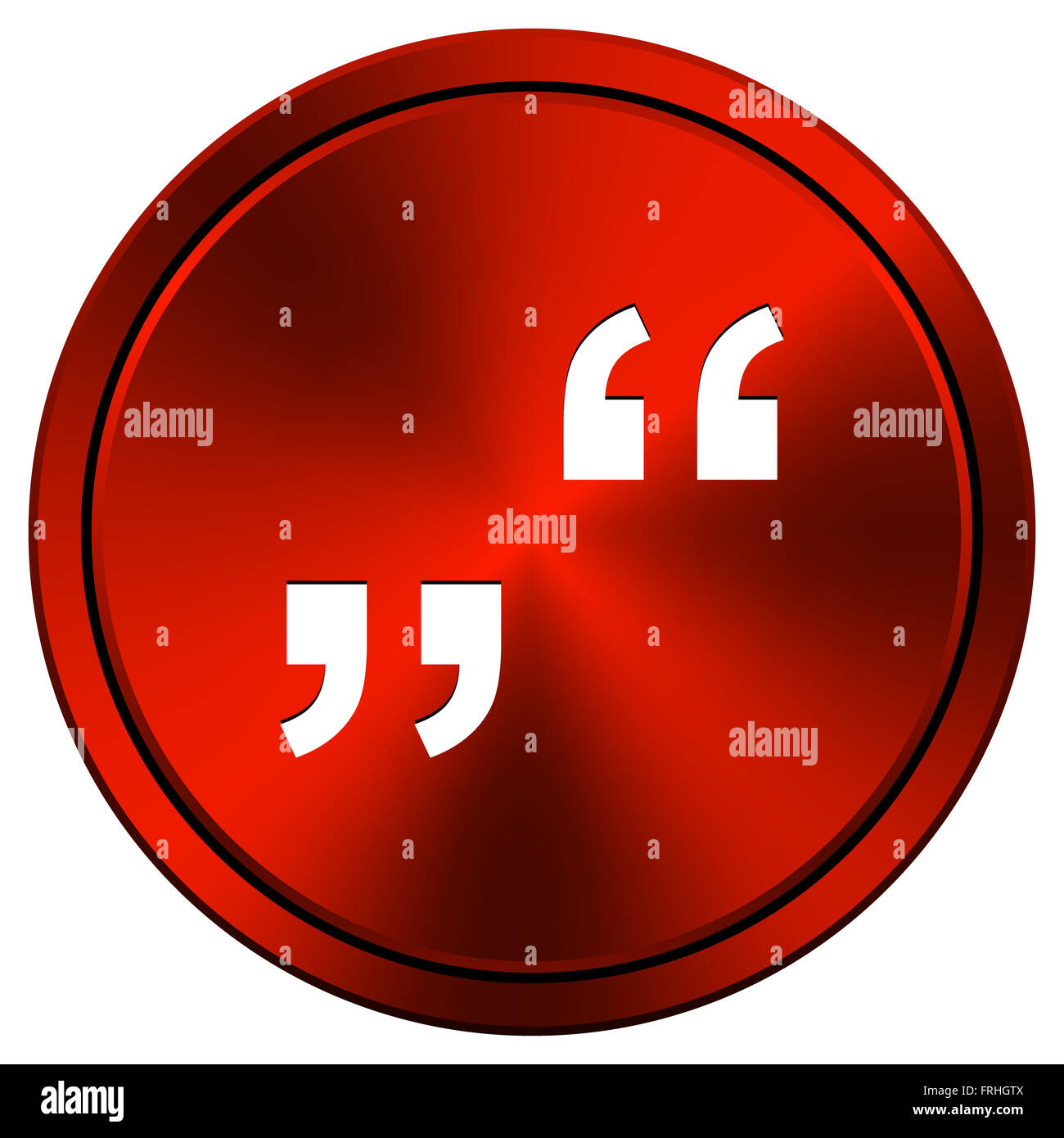 Red metallic round icon on white background Stock Photo - Alamy