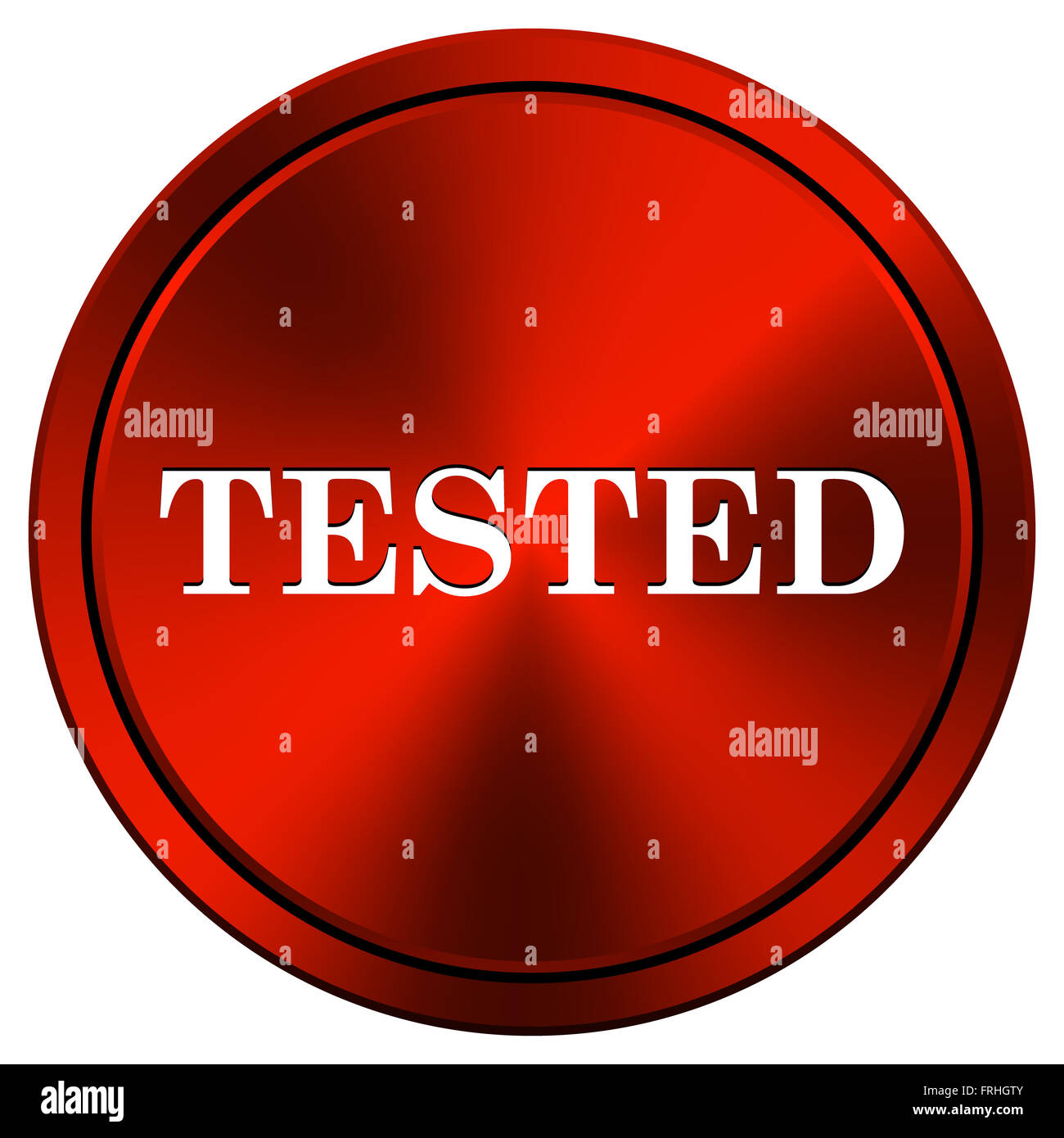 Red metallic round icon on white background Stock Photo - Alamy