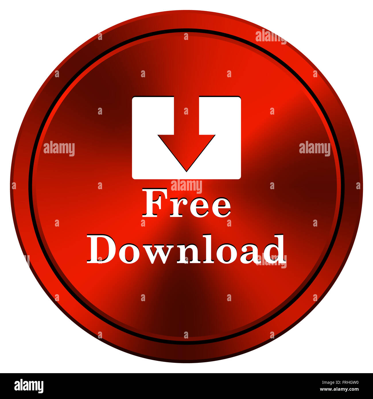 Red metallic round icon on white background Stock Photo - Alamy